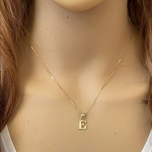 Element Shine | Jewelry | K Solid Gold Small Mini Initial Letter E ...